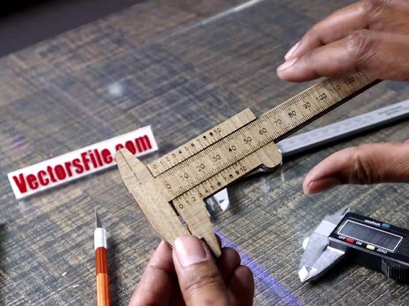 Laser Cut DIY Wooden 3D Puzzle Model Vernier Caliper Project | Vectors File