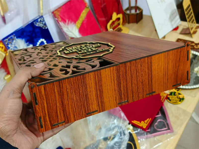 Personalized Laser Cut Wooden Birthday Gift Box Design | Vectors File