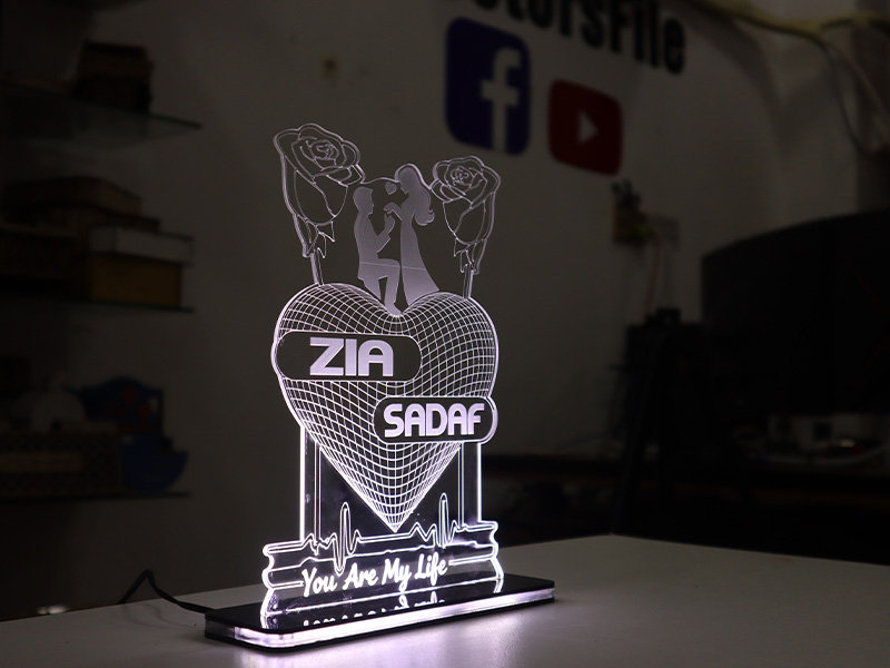 Laser Cut Personalized 3D Illusion Acrylic LED Lamp Design | Vectors File