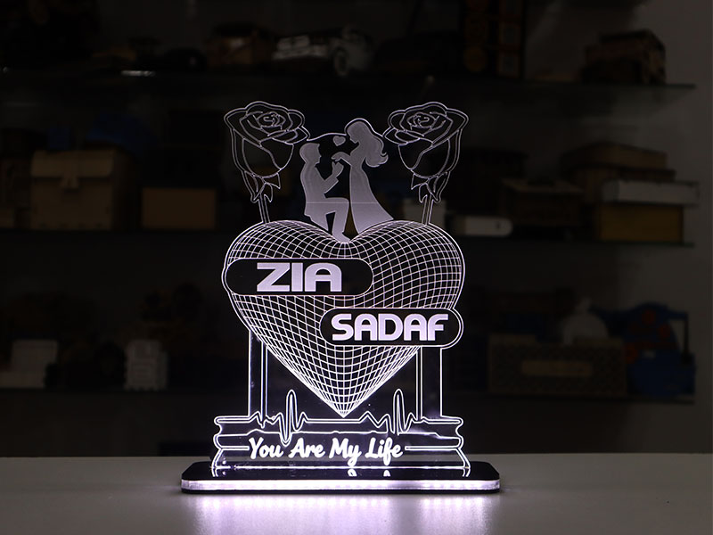 Laser Cut Personalized 3D Illusion Acrylic LED Lamp Design | Vectors File