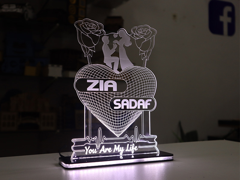 Laser Cut Personalized 3D Illusion Acrylic LED Lamp Design | Vectors File
