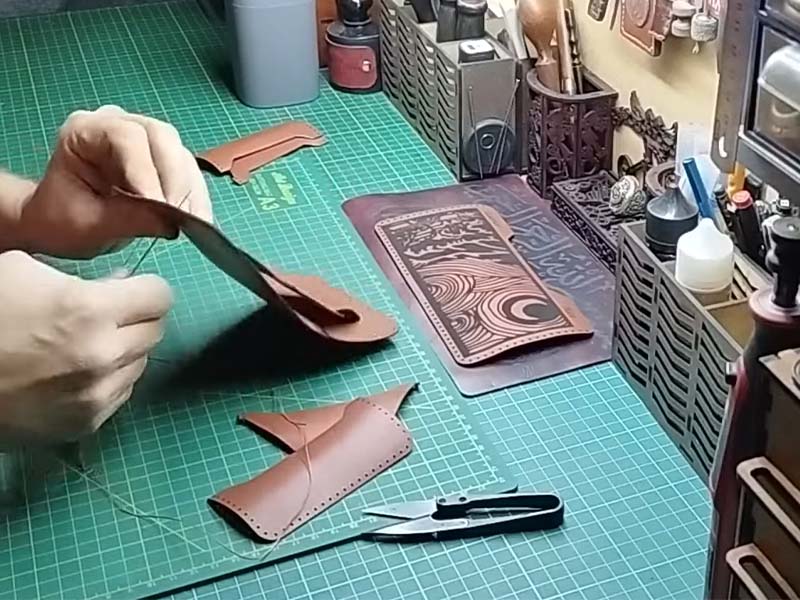 Laser Cut Leather Wallet Hand Stitched Design with Card and Cash ...