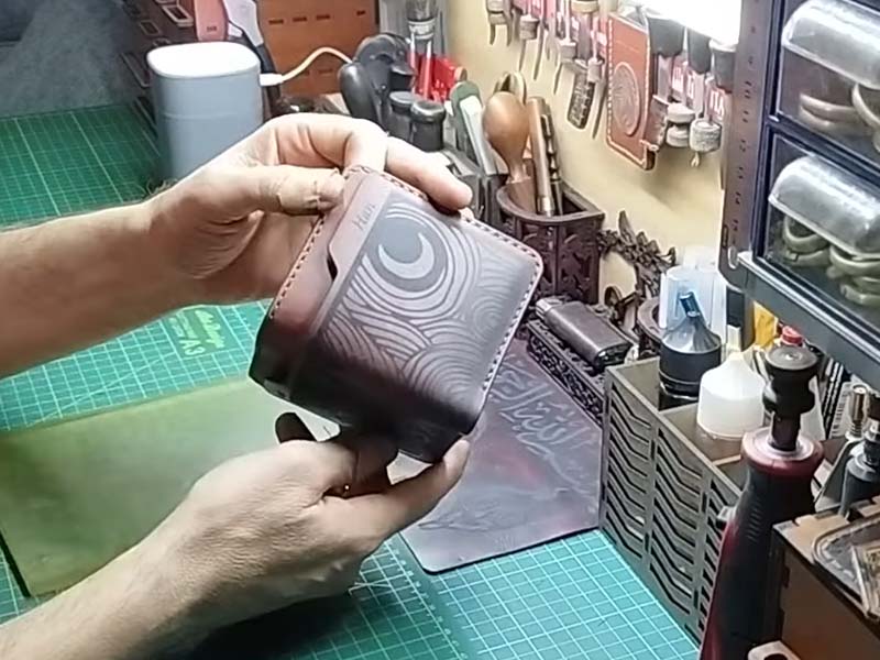 Laser Cut Leather Wallet Hand Stitched Design with Card and Cash ...