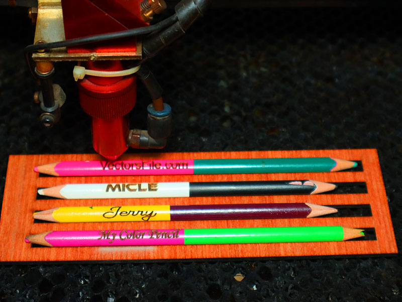 Laser Cut Pencil Wooden Jig for Laser Engraving | Vectors File