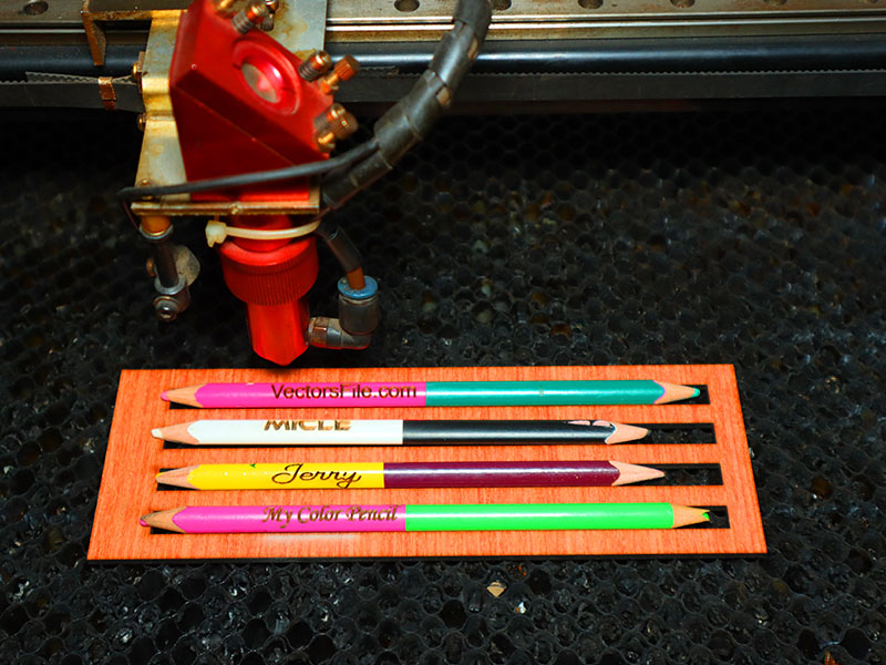 Laser Cut Pencil Wooden Jig for Laser Engraving | Vectors File