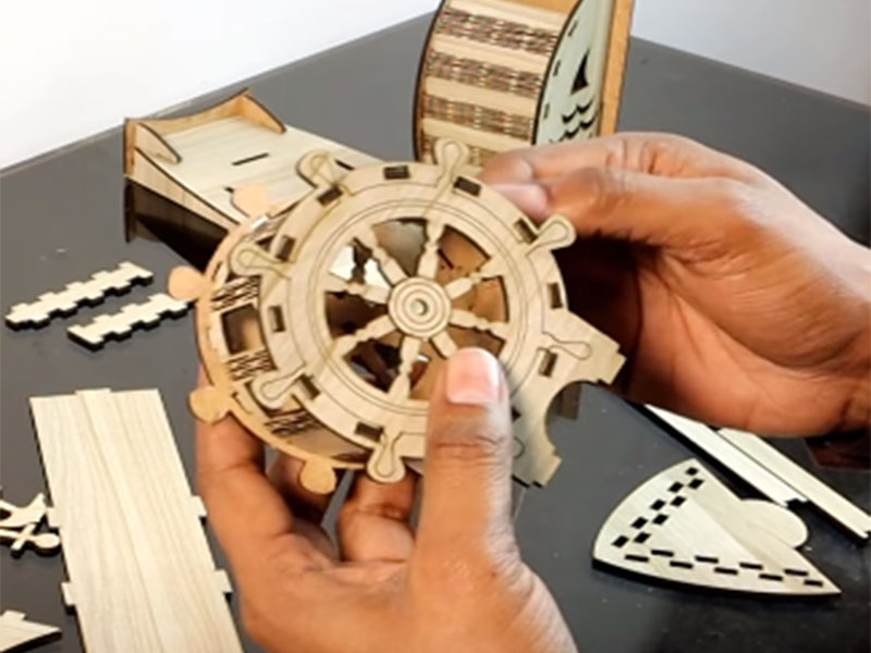 Laser Cut Pen and Pencil Holder 3D Puzzle Ship Model Design | Vectors File