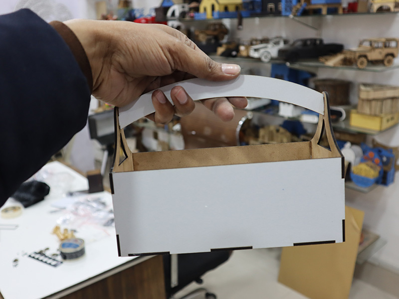 Laser Cut MDF Wooden Basket Gift Box with Handle | Vectors File