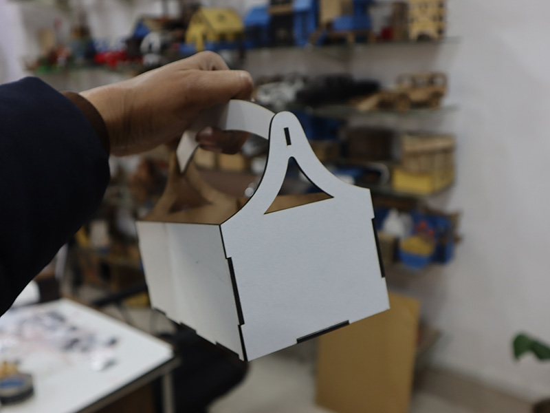 Laser Cut MDF Wooden Basket Gift Box with Handle | Vectors File