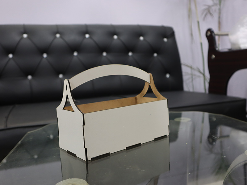 Laser Cut MDF Wooden Basket Gift Box with Handle | Vectors File