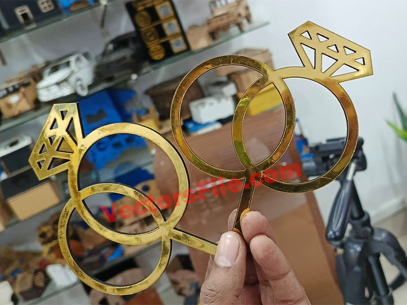 Laser Cut Engagement and Wedding Acrylic Ring Cake Topper for ...