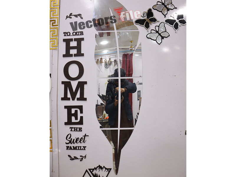 Laser Cut Acrylic Leaf Mirror Frame for Wall Decor | Vectors File