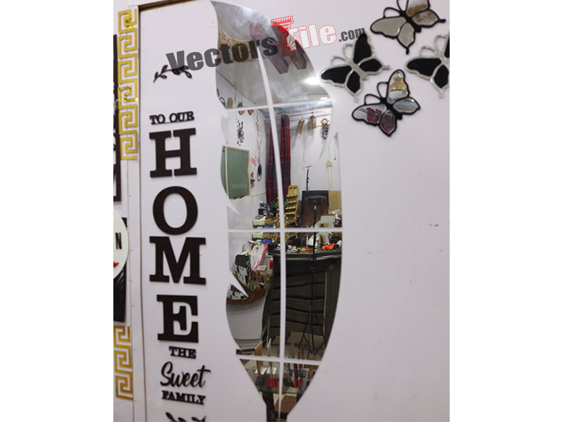 Laser Cut Acrylic Leaf Mirror Frame for Wall Decor | Vectors File