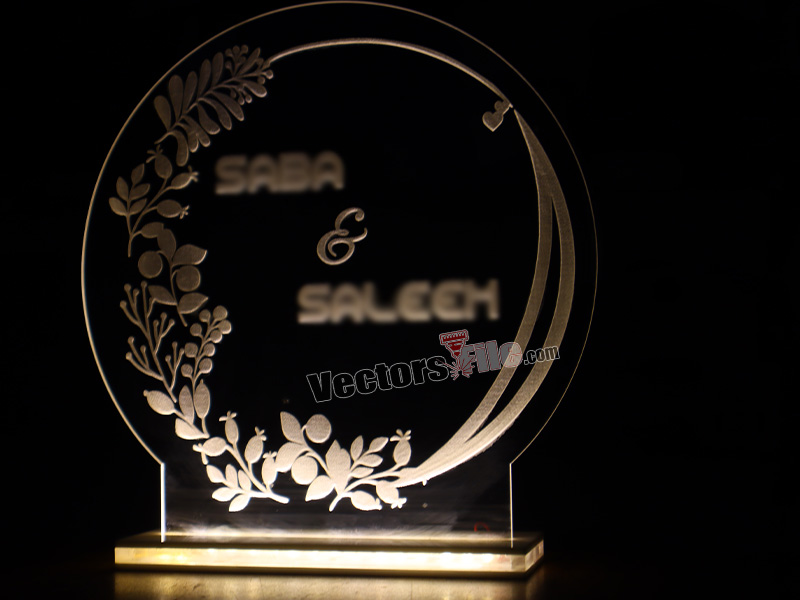 Laser Cut 3D Illusion Personalized Acrylic LED Lamp Design | Vectors File