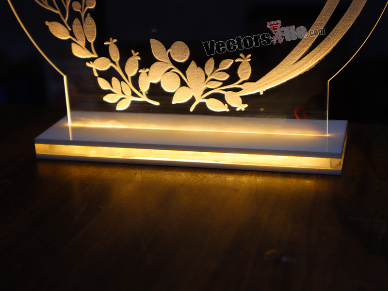 Laser Cut 3D Illusion Personalized Acrylic LED Lamp Design | Vectors File