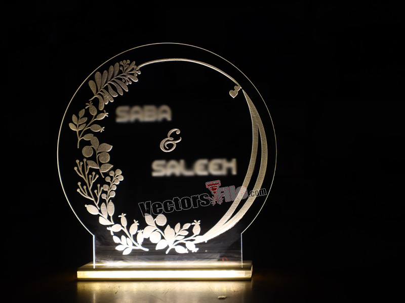 Laser Cut 3D Illusion Personalized Acrylic LED Lamp Design | Vectors File