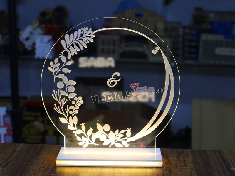 Laser Cut 3D Illusion Personalized Acrylic LED Lamp Design | Vectors File