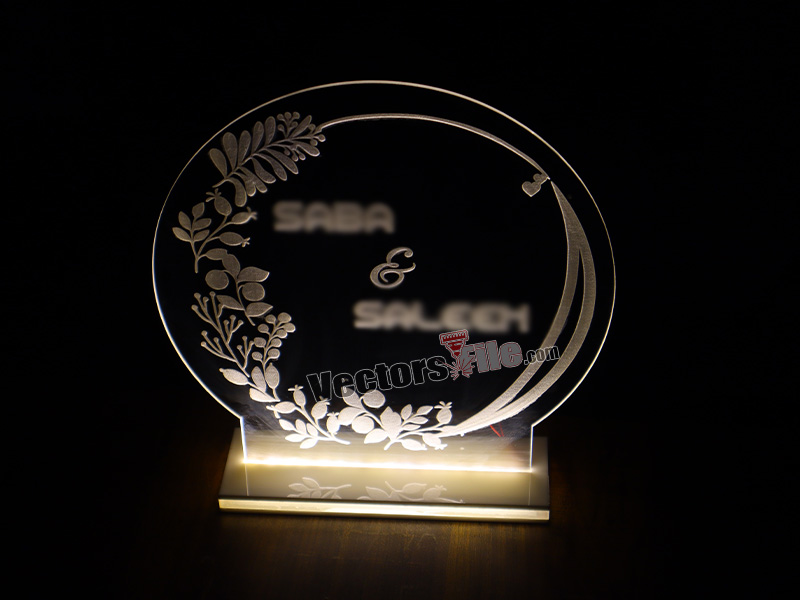 Laser Cut 3D Illusion Personalized Acrylic LED Lamp Design | Vectors File