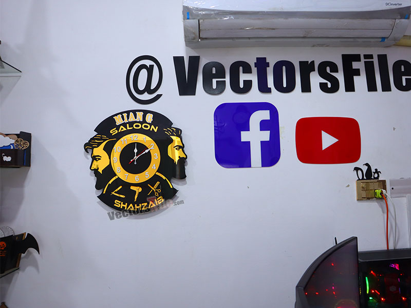 Laser Cut Barbershop Wall Clock Design Hair Salon Acrylic Clock ...