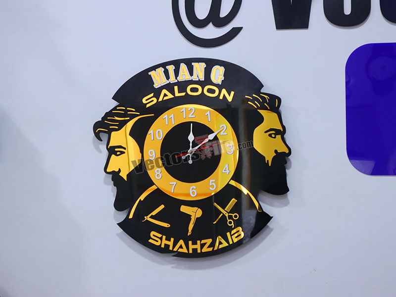 Laser Cut Barbershop Wall Clock Design Hair Salon Acrylic Clock ...
