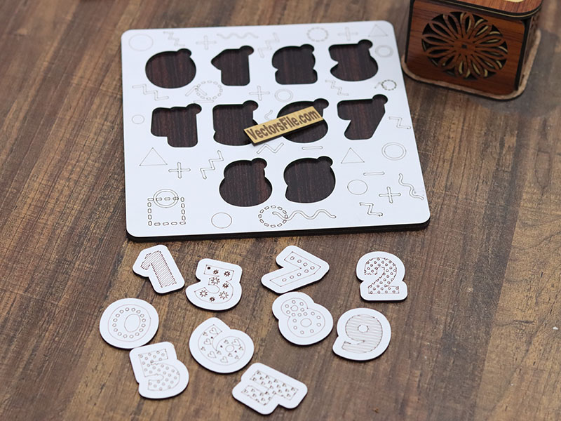 Laser Cut Number Puzzle for Kids Educational Board | Vectors File