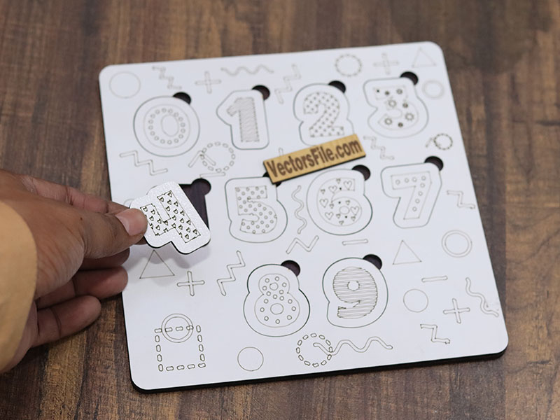 Laser Cut Number Puzzle for Kids Educational Board | Vectors File