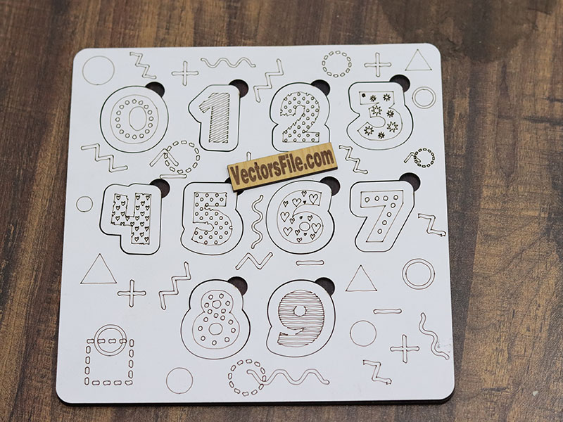Laser Cut Number Puzzle for Kids Educational Board | Vectors File