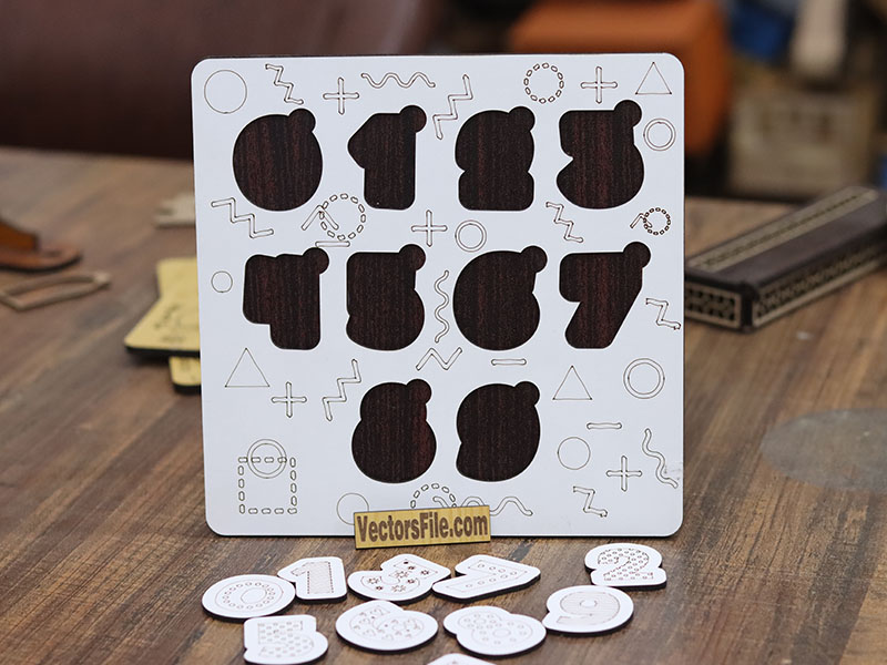 Laser Cut Number Puzzle for Kids Educational Board | Vectors File