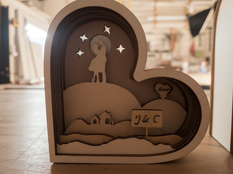 Laser Cut Layered Heart Shaped Valentine Day Lamp Shadow Box Gift Idea ...