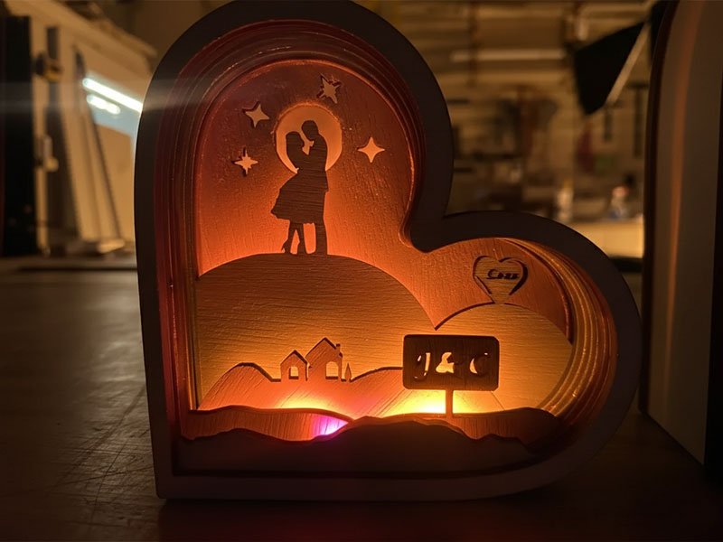 Laser Cut Layered Heart Shaped Valentine Day Lamp Shadow Box Gift Idea ...