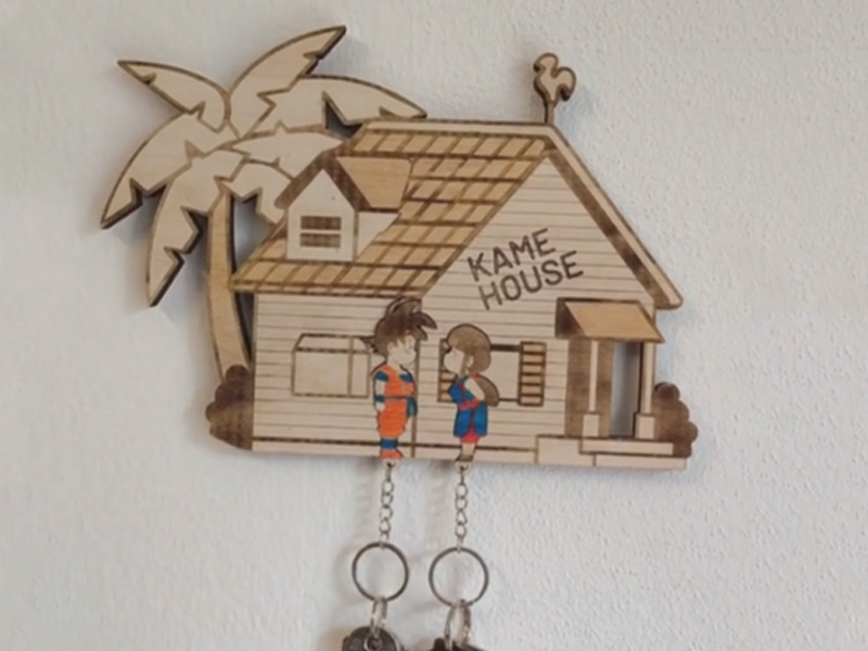 Laser Cut Dragon Key Holder Kame House with 2 Goku and Kiki Keychains ...