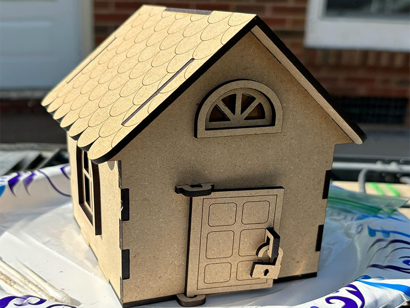 Laser Cut Wooden House Shaped Piggy Bank or Money Box | Vectors File