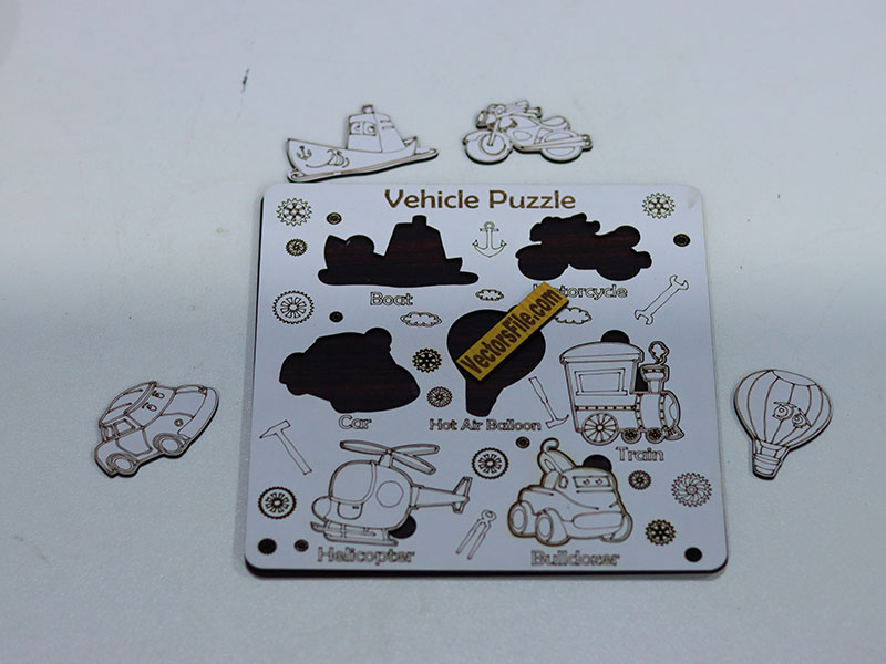 Laser Cut Montessori Educational Toy Vehicle Puzzle Board for Kids ...