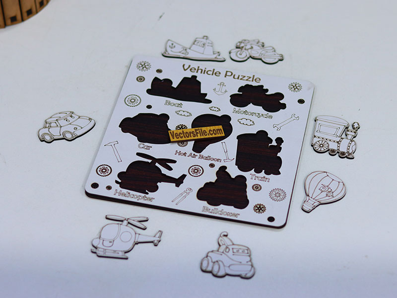 Laser Cut Montessori Educational Toy Vehicle Puzzle Board for Kids ...