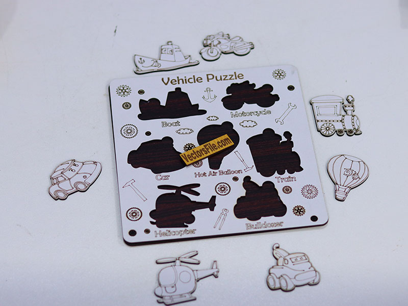 Laser Cut Montessori Educational Toy Vehicle Puzzle Board for Kids ...