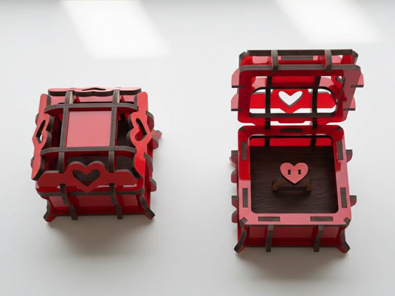 Laser Cut Heart Ring Box for Valentines Day Engagement and Wedding Gift ...