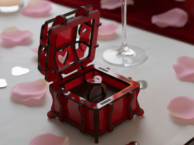 Laser Cut Heart Ring Box for Valentines Day Engagement and Wedding Gift ...