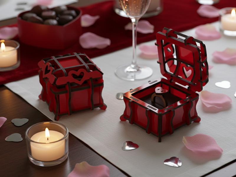 Laser Cut Heart Ring Box for Valentines Day Engagement and Wedding Gift ...
