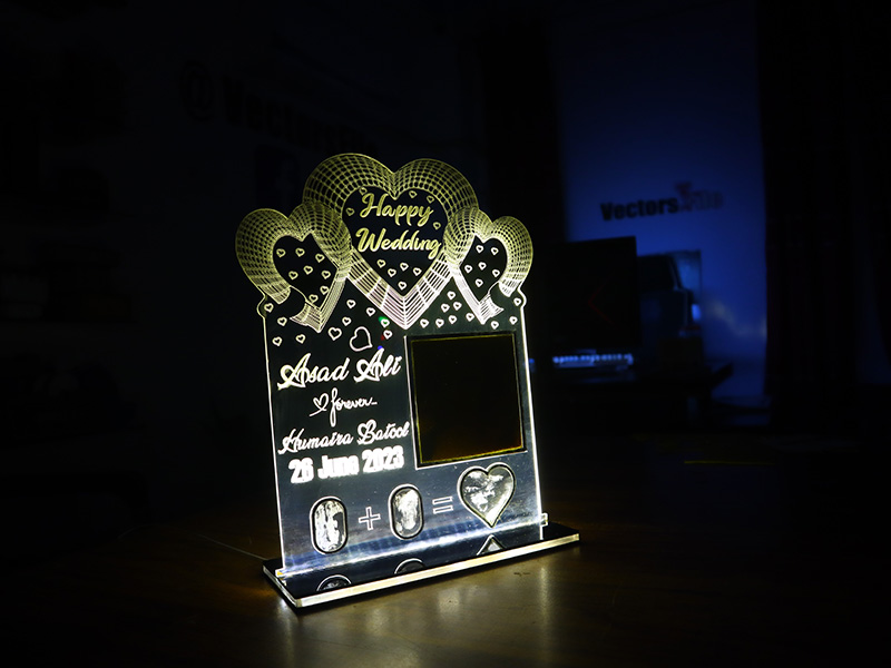 Laser Cut Personalized 3D Illusion Acrylic Lamp Wedding Valentine and ...