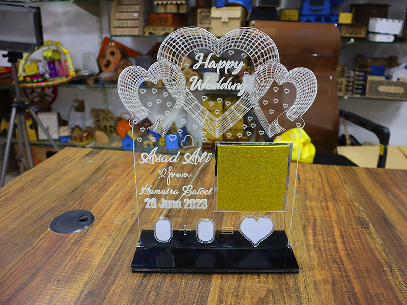 Laser Cut Personalized 3D Illusion Acrylic Lamp Wedding Valentine and ...