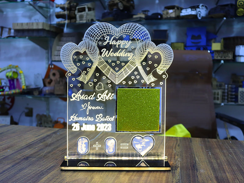 Laser Cut Personalized 3D Illusion Acrylic Lamp Wedding Valentine and ...