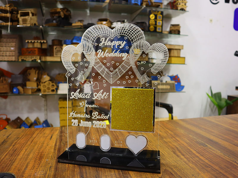 Laser Cut Personalized 3D Illusion Acrylic Lamp Wedding Valentine and ...