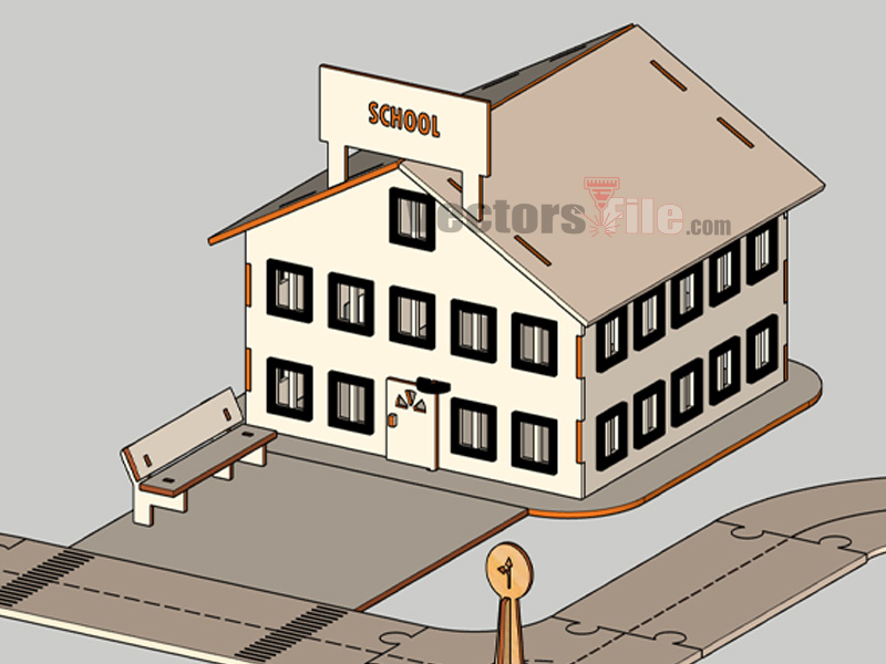 Laser Cut 3D Town Bundle City Road Track Puzzle Toy Kit Model | Vectors ...