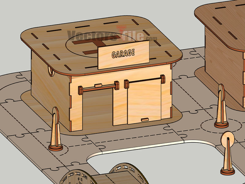 Laser Cut 3D Town Bundle City Road Track Puzzle Toy Kit Model | Vectors ...