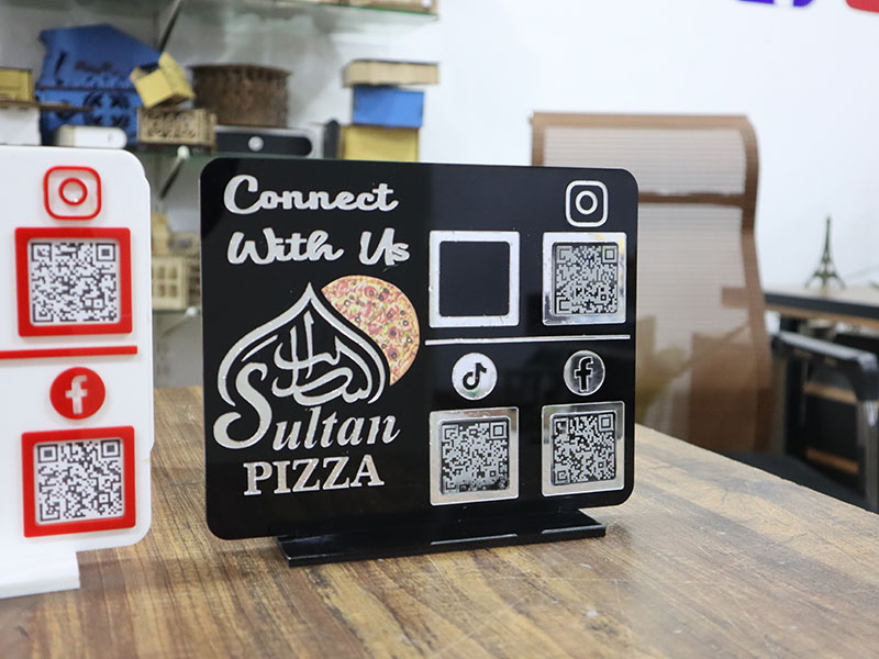 Laser Cut QR Code Stand Scan to Pay or Connect with us Social Media QR ...