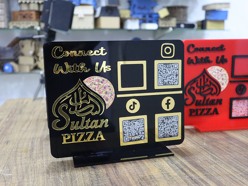 Laser Cut QR Code Stand Scan to Pay or Connect with us Social Media QR ...