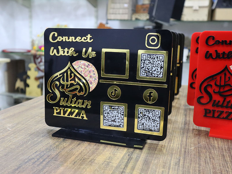 Laser Cut QR Code Stand Scan to Pay or Connect with us Social Media QR ...