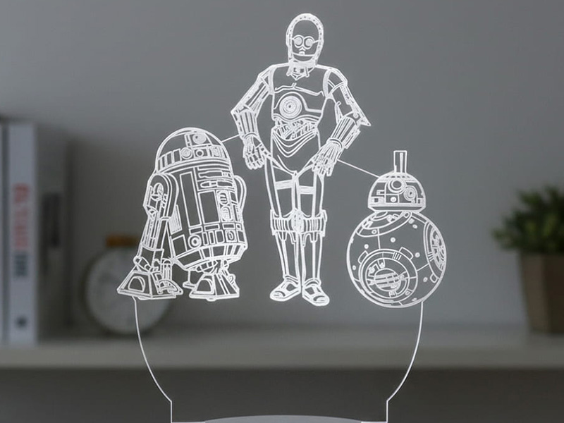 Laser Cut Star Wars Droid 3D Illusion LED Lamp Acrylic Night Light ...
