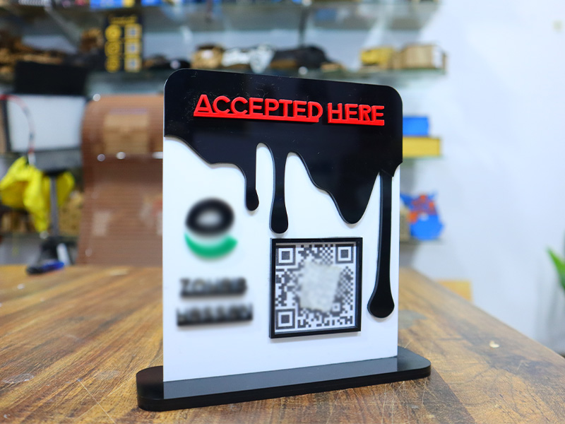 Laser Cut Acrylic Stand with QR Code for Paint Shop Customisable Scan ...