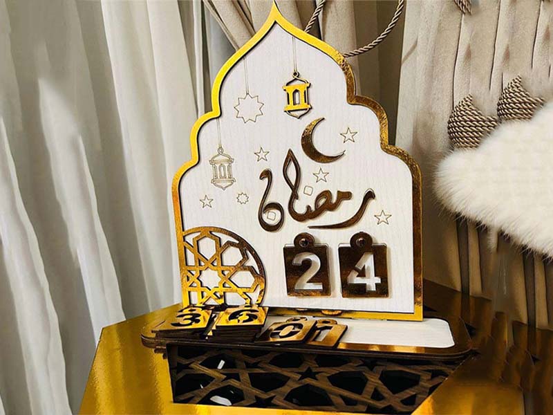 Laser Cut Ramadan Acrylic Countdown Calendar Decorative Table Display ...