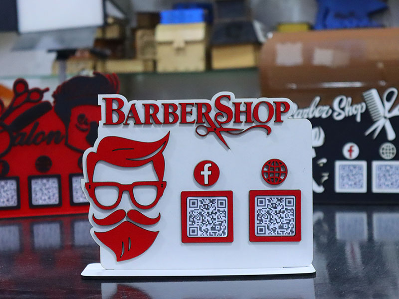 Laser Cut Barber Shop QR Code Stand for Scan to Pay or Social Media ...